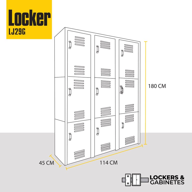 Locker Metálico en Tándem – Grande 9 Puertas – Lockers y Gabinetes