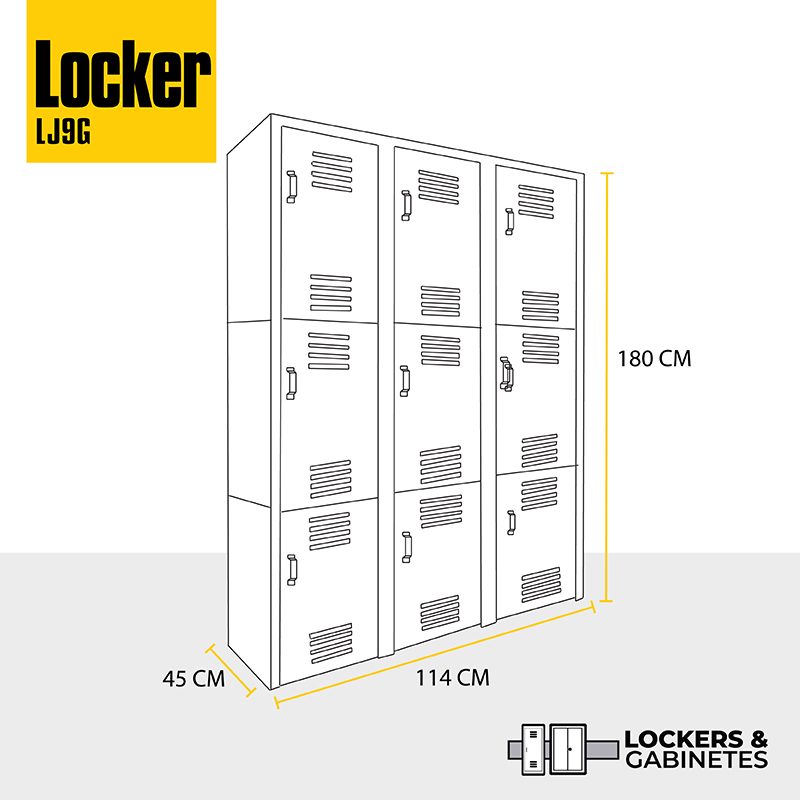 Locker Metálico en Tándem – Jumbo 9 Puertas – Lockers y Gabinetes