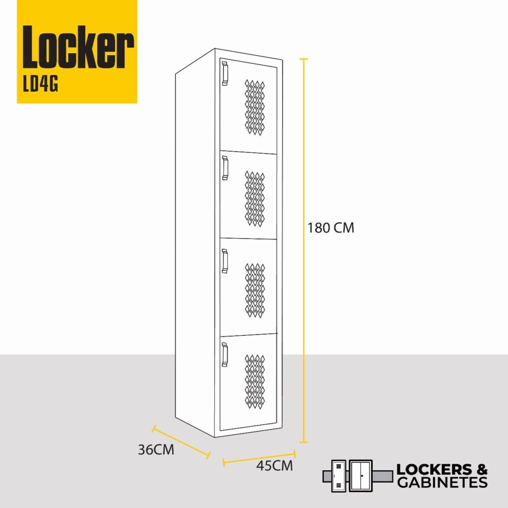 Locker metálico Grande con ventilas troqueladas 4 Puertas - Lockers y ...
