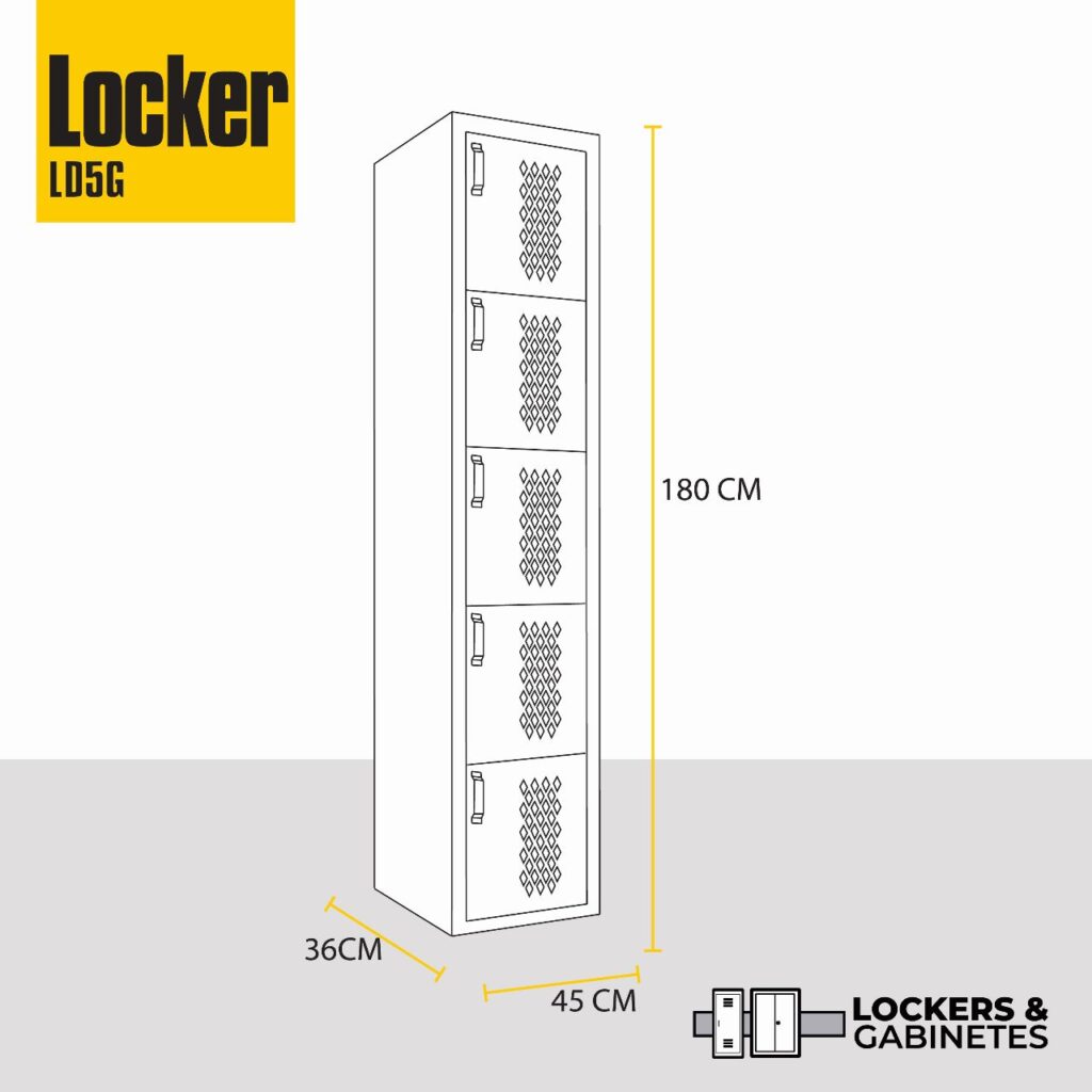 Locker metálico Grande con ventilas troqueladas 5 Puertas - Lockers y ...