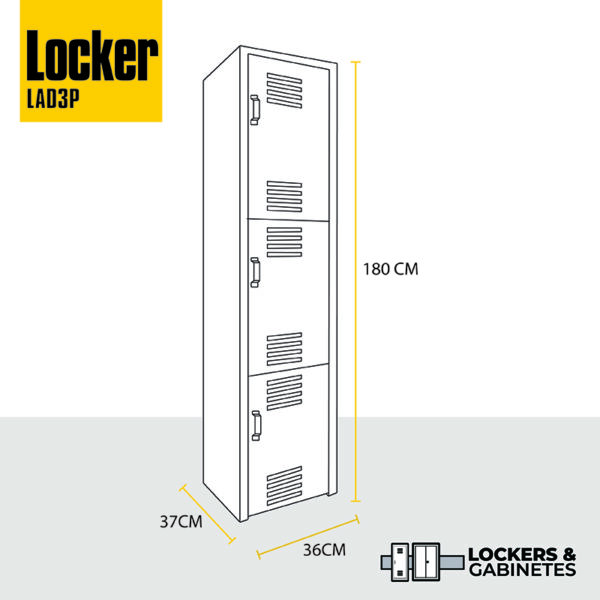 Locker Metálico Dual Chico – 3 Puertas Negro - Lockers y Gabinetes
