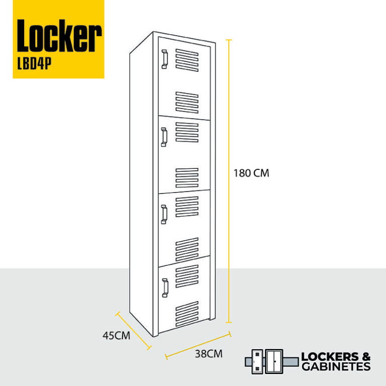 Locker Metálico Dual Grande 4 Puertas – Naranja - Lockers y Gabinetes